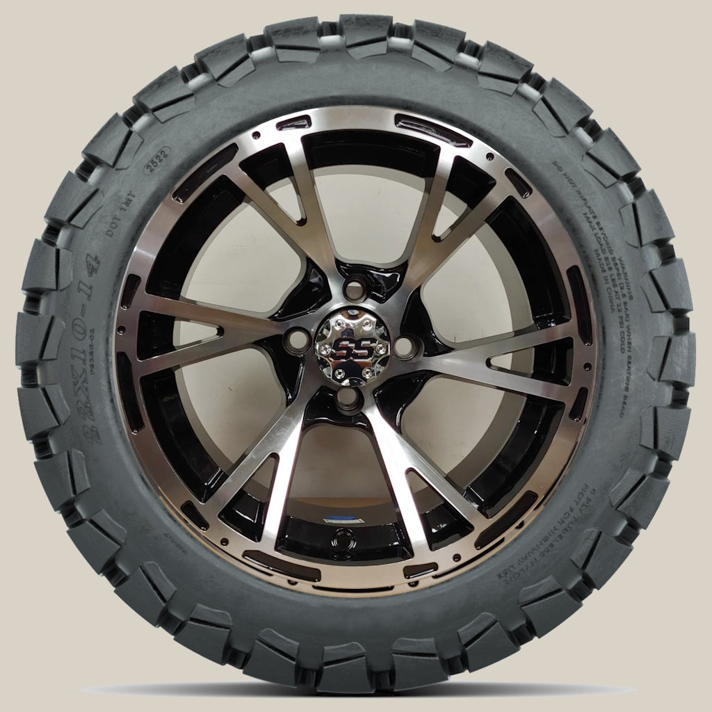 14in. TIMBERWOLF 22x10-14 on Excalibur Series 63 Black/Machined Face W ...